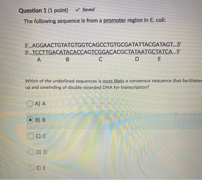 Solved Question 1 (1 point) Saved The following sequence | Chegg.com