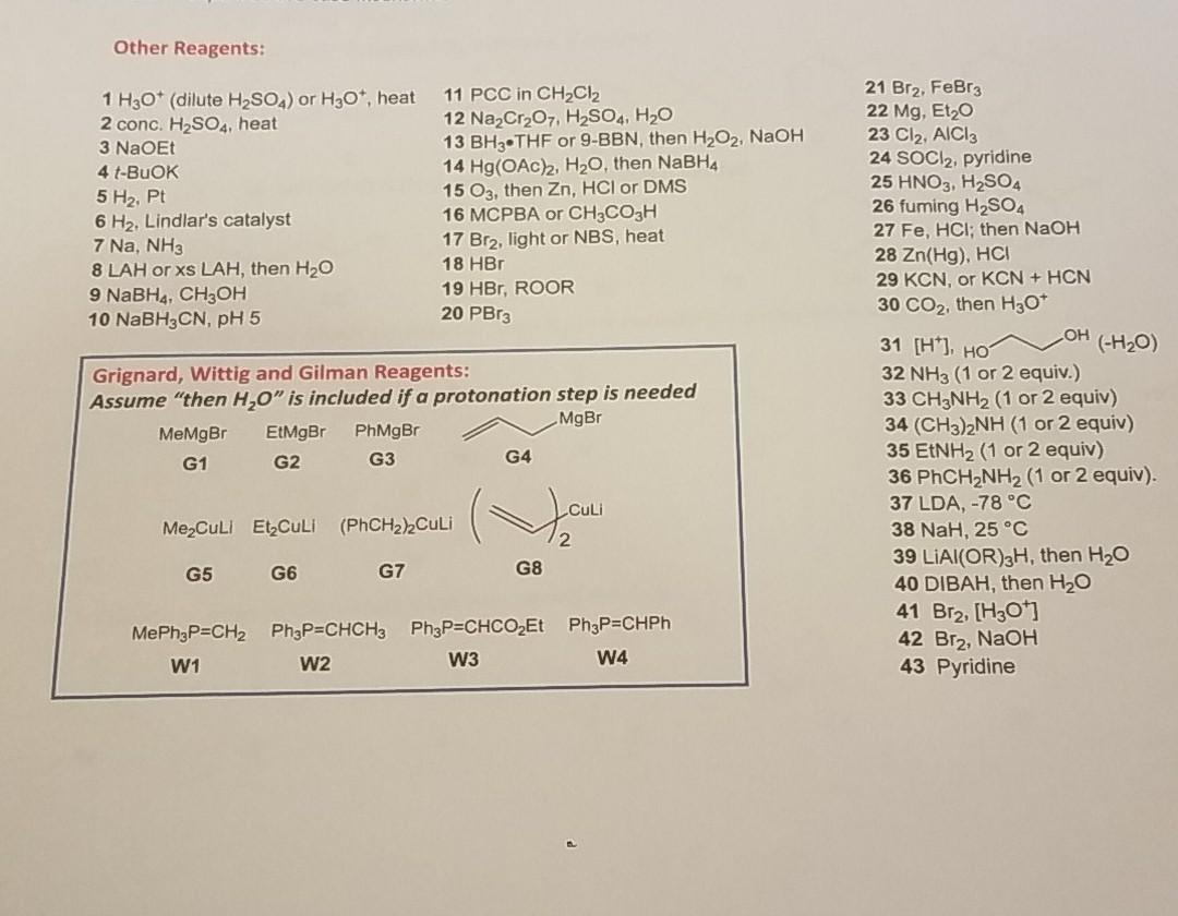 Solved Identify the reagent needed to accomplish the | Chegg.com