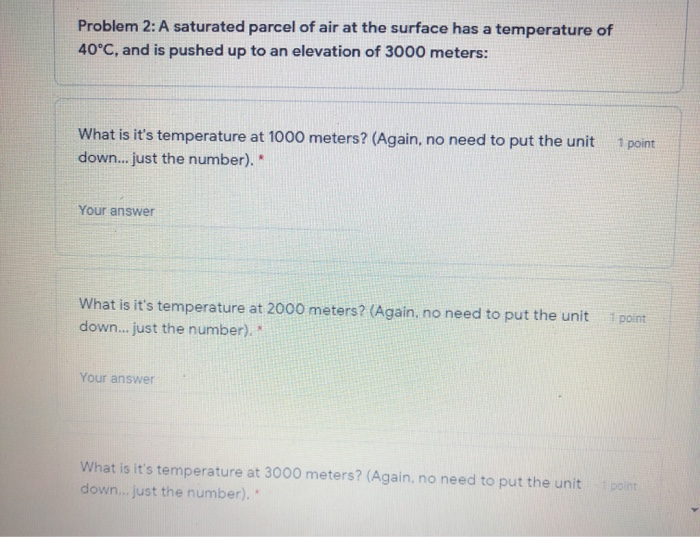Solved Problem 1: An unsaturated parcel of air at the | Chegg.com