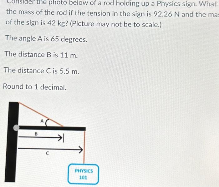Solved Consider the photo below of a rod holding up a | Chegg.com