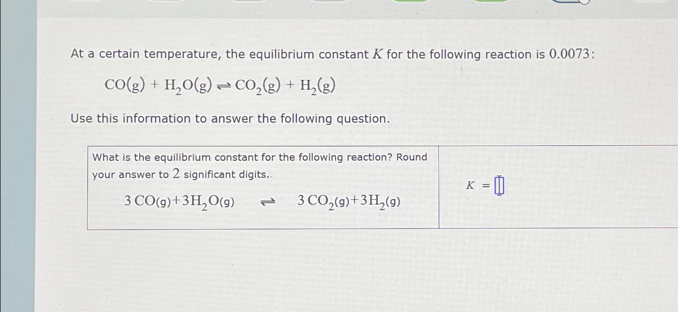 Solved At a certain temperature, the equilibrium constant K | Chegg.com