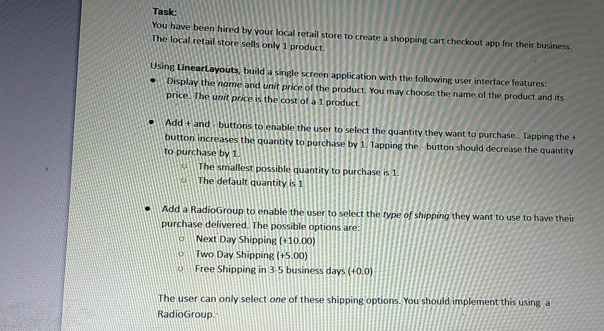 Solved Task: You have been hired by your local retail store | Chegg.com