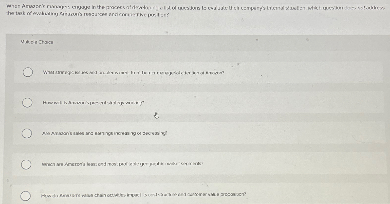 Solved When Amazon's managers engage in the process of | Chegg.com