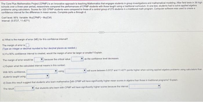 Solved The Core Plus Mathematics Project (CPMP) is an | Chegg.com
