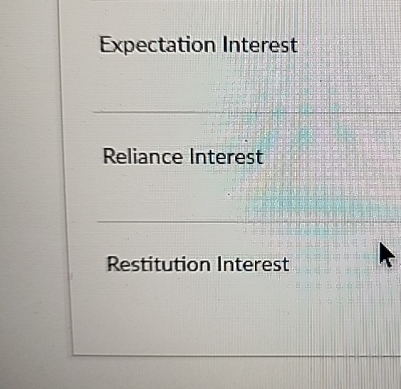 Solved Expectation InterestReliance InterestRestitution | Chegg.com