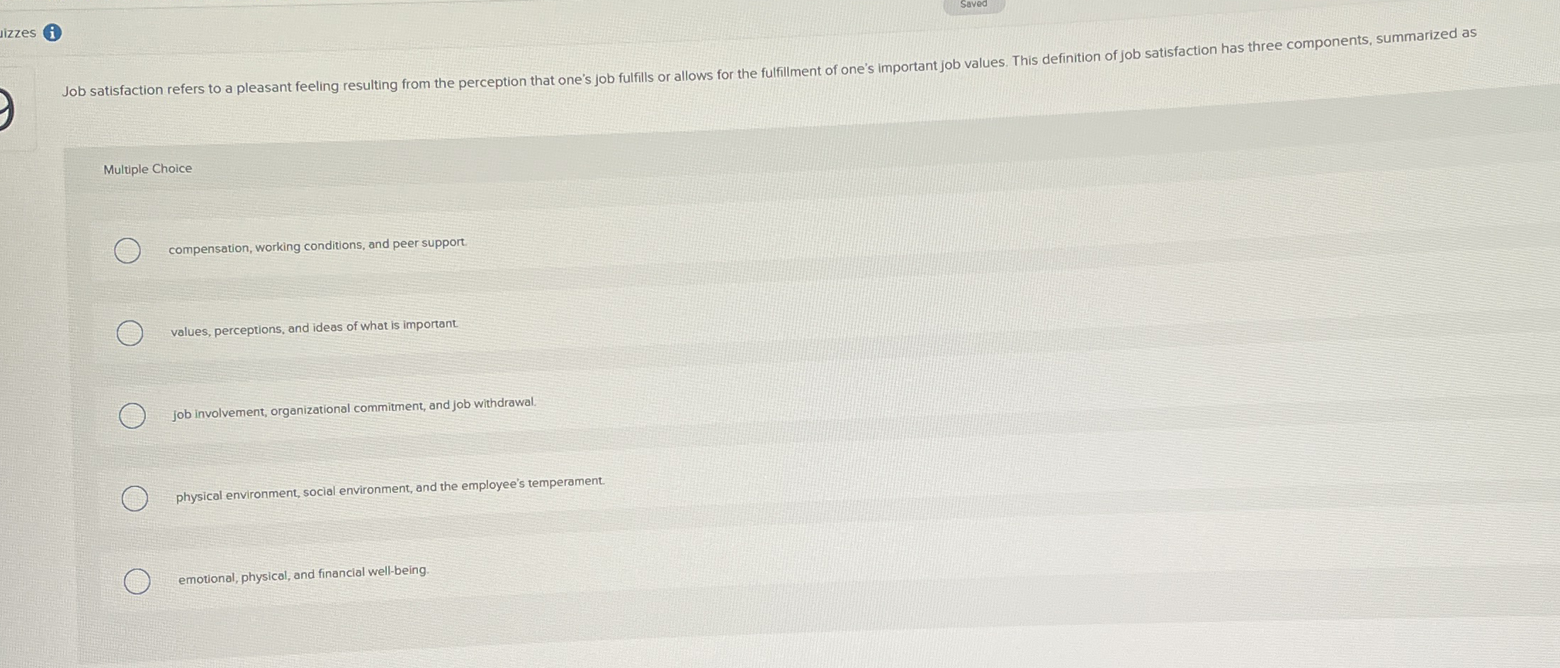 Solved iizzes (i)SavedMultiple Choicecompensation, working | Chegg.com