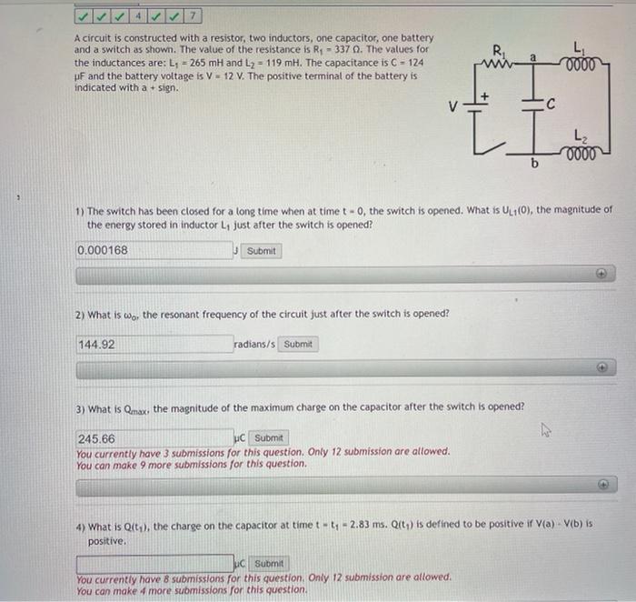 Solved A circuit is constructed with a resistor, two | Chegg.com