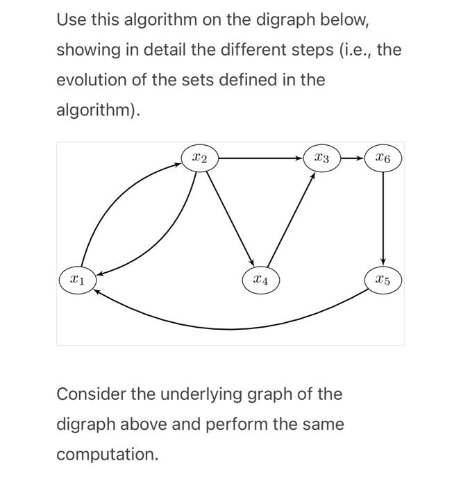 Solved Use this algorithm on the digraph below, showing in | Chegg.com