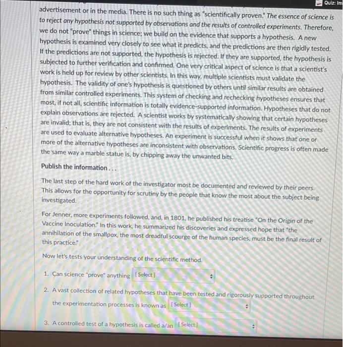 Solved The scientific method: A case study in immunology | Chegg.com