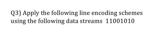 Solved Q3) Apply the following line encoding schemes using | Chegg.com