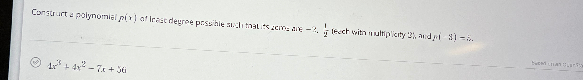 Solved Construct a polynomial p(x) ﻿of least degree possible | Chegg.com