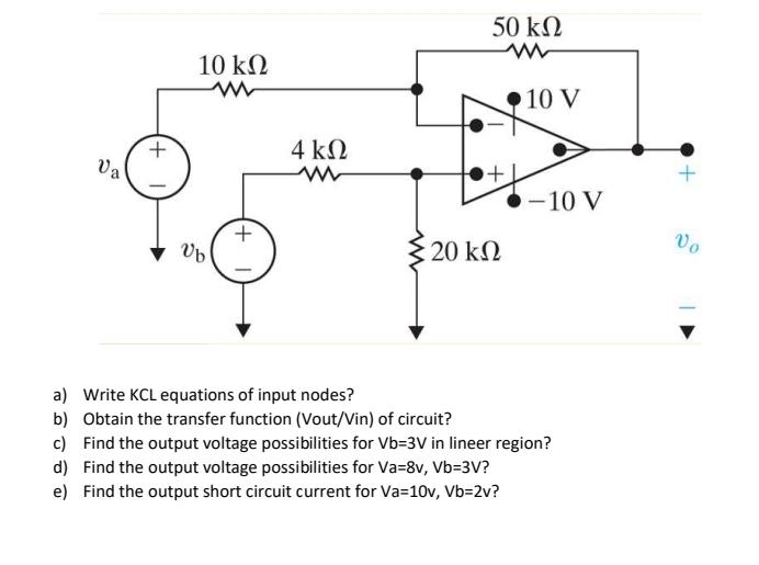a) ﻿Write KCL equations of input nodes?b) ﻿Obtain the | Chegg.com