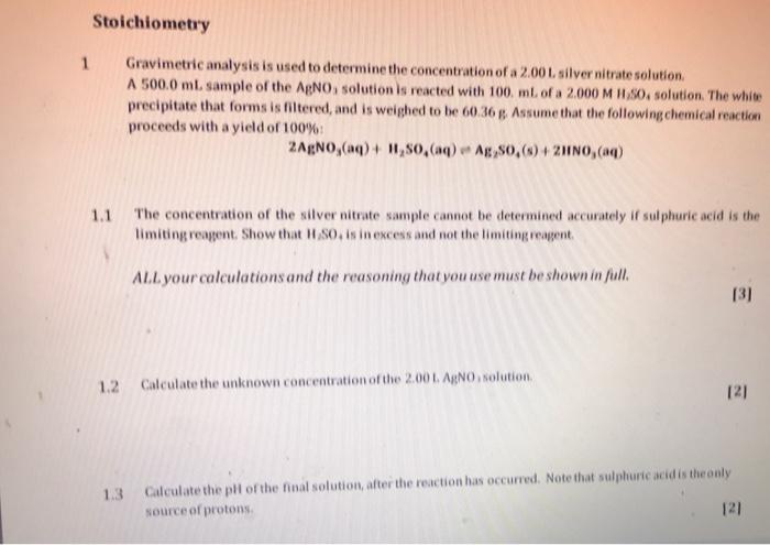 Solved Stoichiometry 1 Gravimetric analysis is used to | Chegg.com