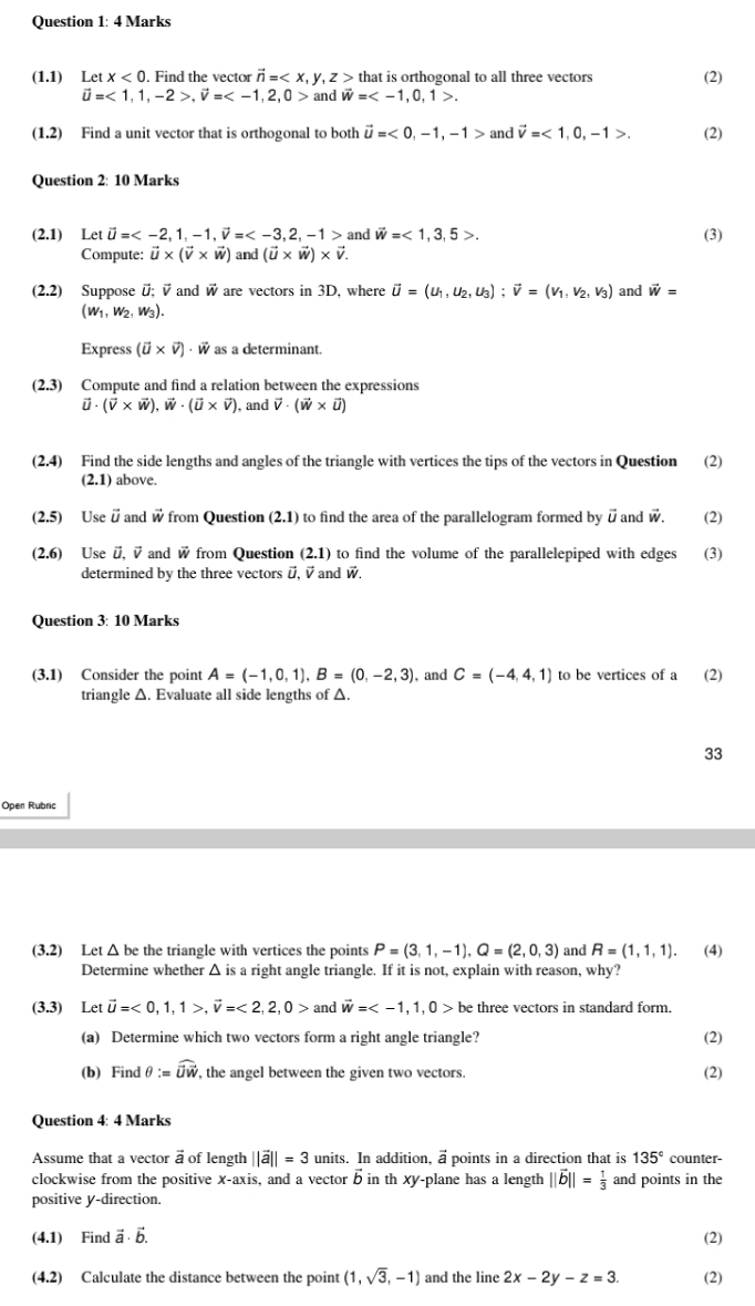 Solved Question 1: 4 ﻿Marks(1.1) ﻿Let x