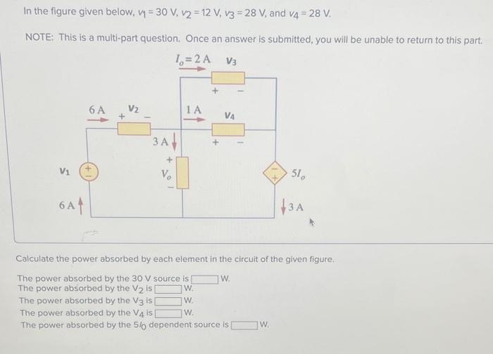Solved In the figure given below, v1=30 V,v2=12 V,v3=28 V, | Chegg.com