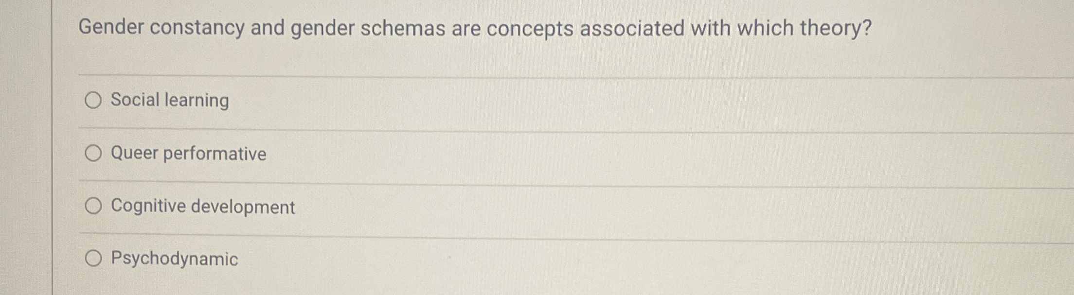 Solved Gender constancy and gender schemas are concepts | Chegg.com