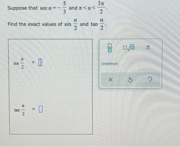 Solved Suppose that sec a=- 5 and it | Chegg.com