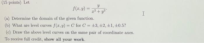 Solved (15 points) Let f(x,y)=x2+y2y. (a) Determine the | Chegg.com