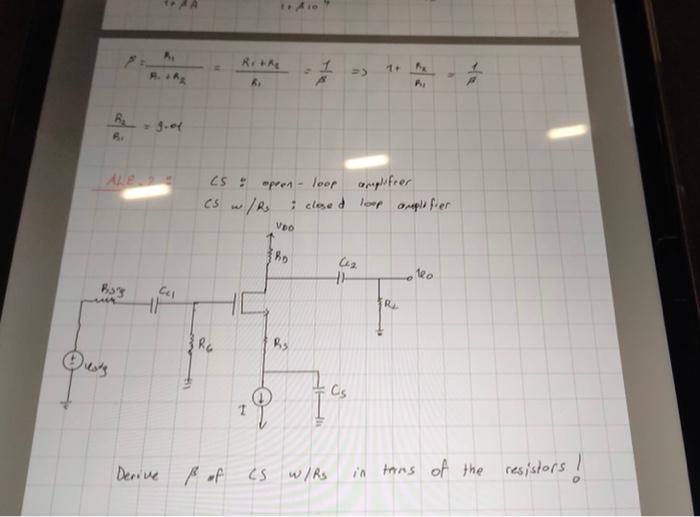 Solved P=R1+R2R1=R1R1+R2=β1⇒1+R1R2=β1 S. 1B2=9⋅e= CS: | Chegg.com