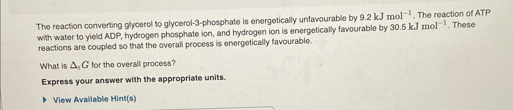 Solved The reaction converting glycerol to | Chegg.com