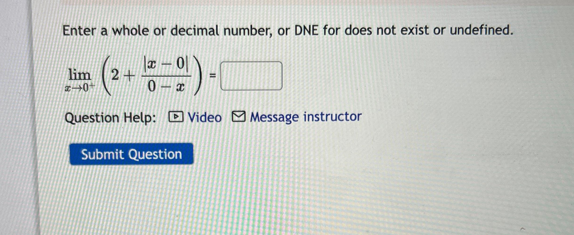 Solved Enter a whole or decimal number, or DNE for does not | Chegg.com