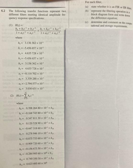 Solved The following transfer functions represent two | Chegg.com