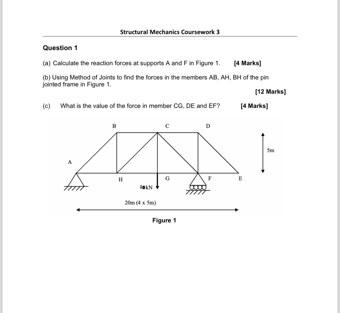 Solved Structural Mechanics Coursework 3Question 1(a) | Chegg.com