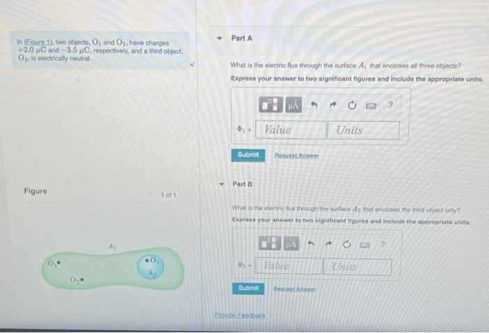 Solved In (Egure 1), two objocts, O1 and O2, have charges | Chegg.com