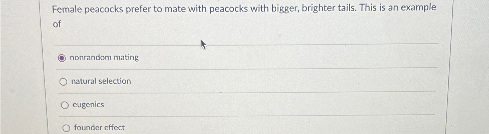 Solved Female peacocks prefer to mate with peacocks with | Chegg.com