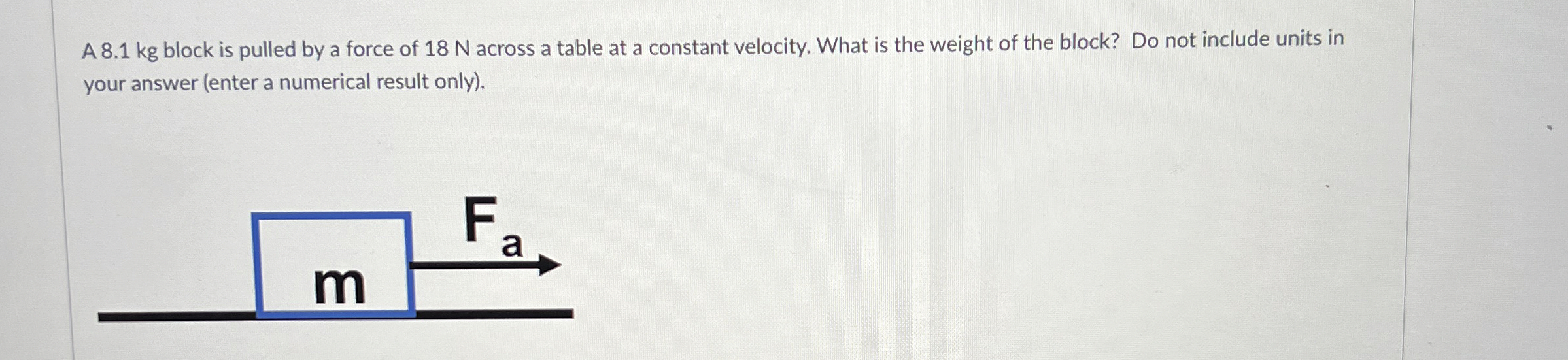 Solved A 8.1 ﻿kg block is pulled by a force of 18 ﻿N across | Chegg.com