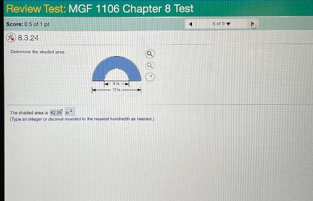 Solved Review Test: MGF 1106 Chapter 8 Test Score: 0.5 of 1 | Chegg.com