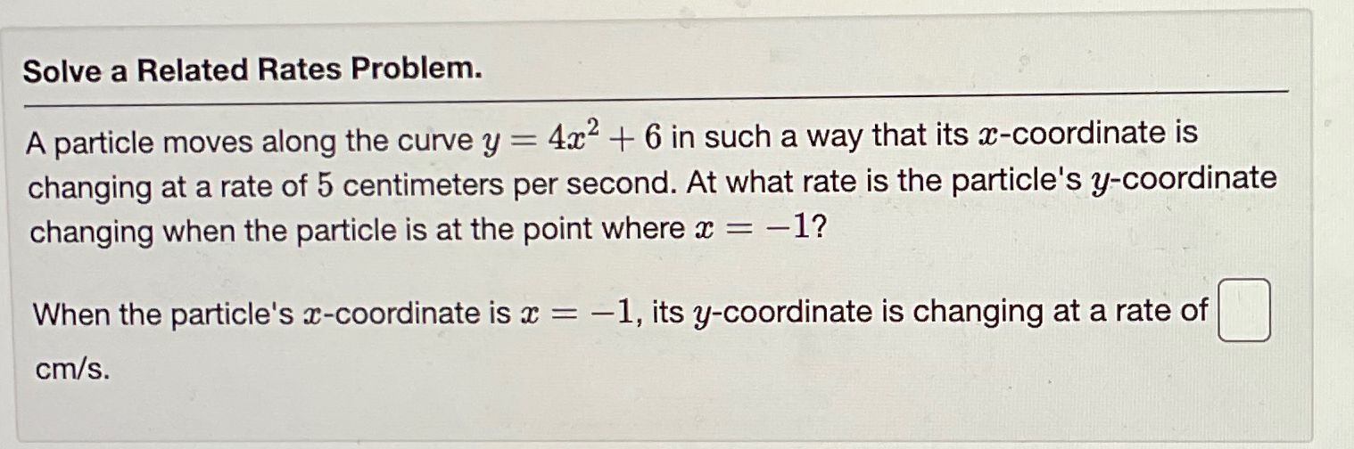 Solved Solve a Related Rates Problem.A particle moves along | Chegg.com
