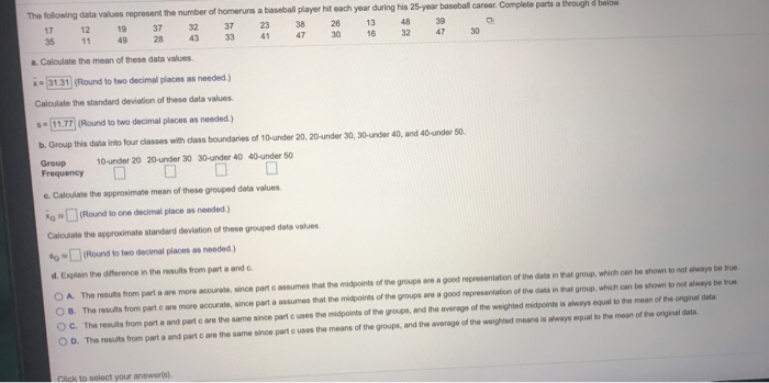 Solved The following data values represent the number of | Chegg.com