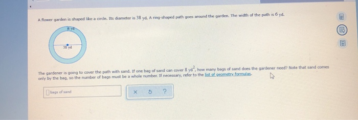 Solved A flower garden is shaped like a circle. Its diameter | Chegg.com