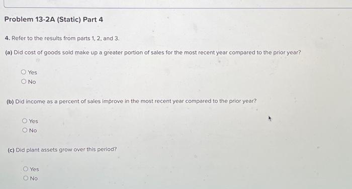 Solved Required information Problem 13-2A (Static) Ratios, | Chegg.com