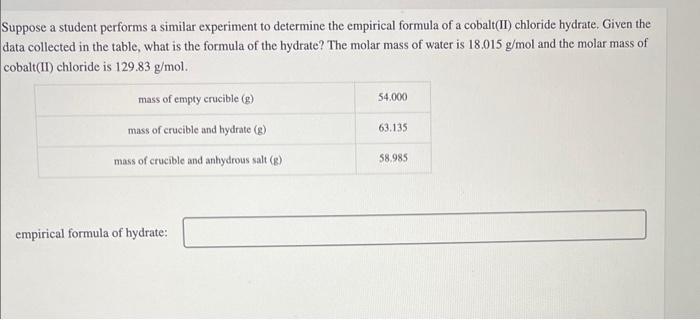 Solved Suppose a student performs a similar experiment to | Chegg.com