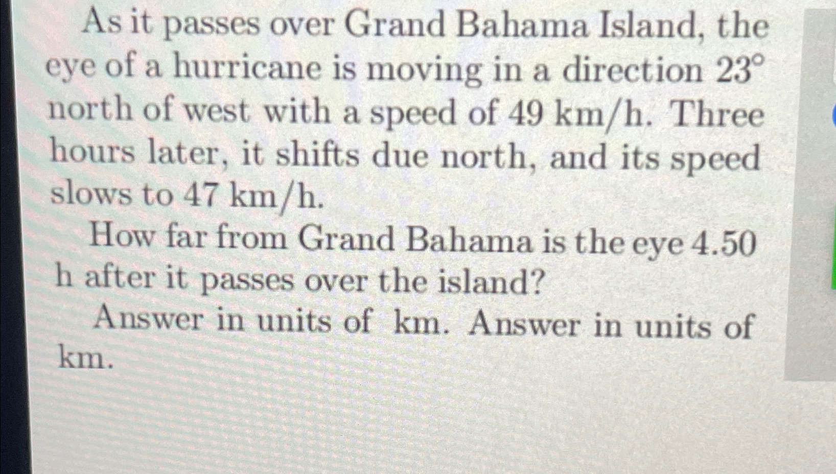 Solved As it passes over Grand Bahama Island, the eye of a | Chegg.com