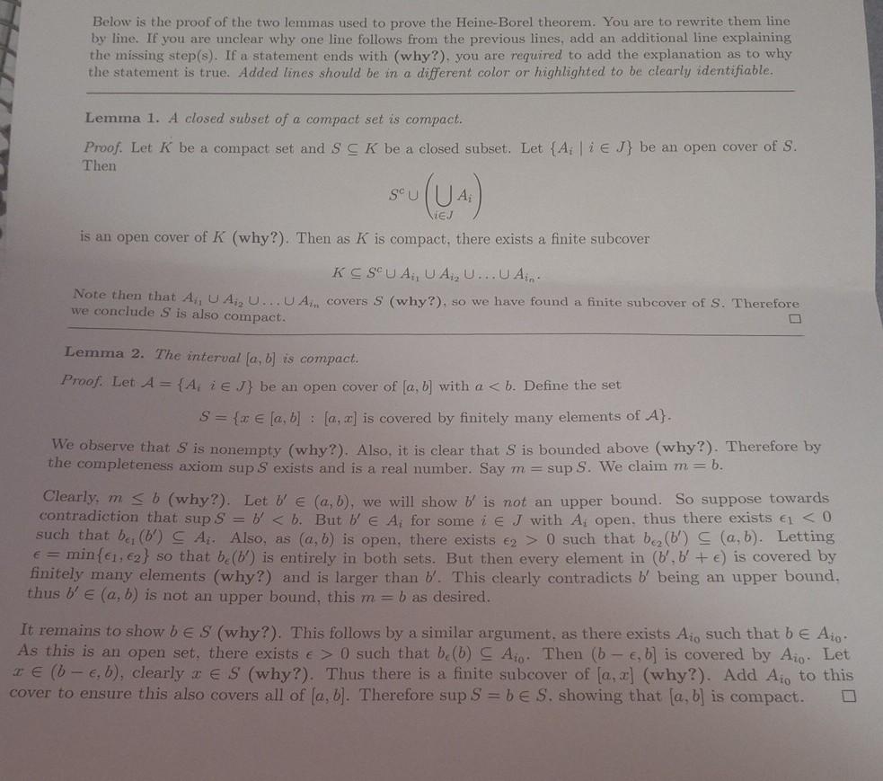 Solved Below is the proof of the two lemmas used to prove | Chegg.com