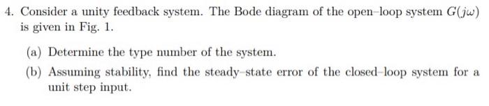 Solved 4. Consider a unity feedback system. The Bode diagram | Chegg.com