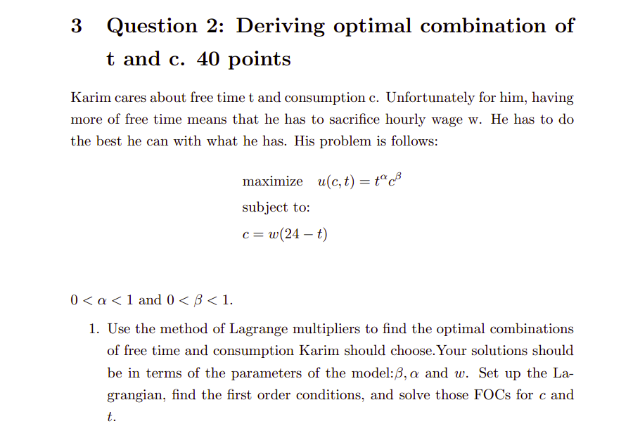 Solved 3 ﻿Question 2: Deriving optimal combination oft ﻿and | Chegg.com