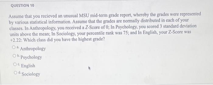 Solved Assume that you recieved an unusual MSU mid-term | Chegg.com