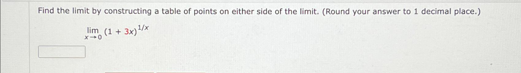 Solved Find the limit by constructing a table of points on | Chegg.com