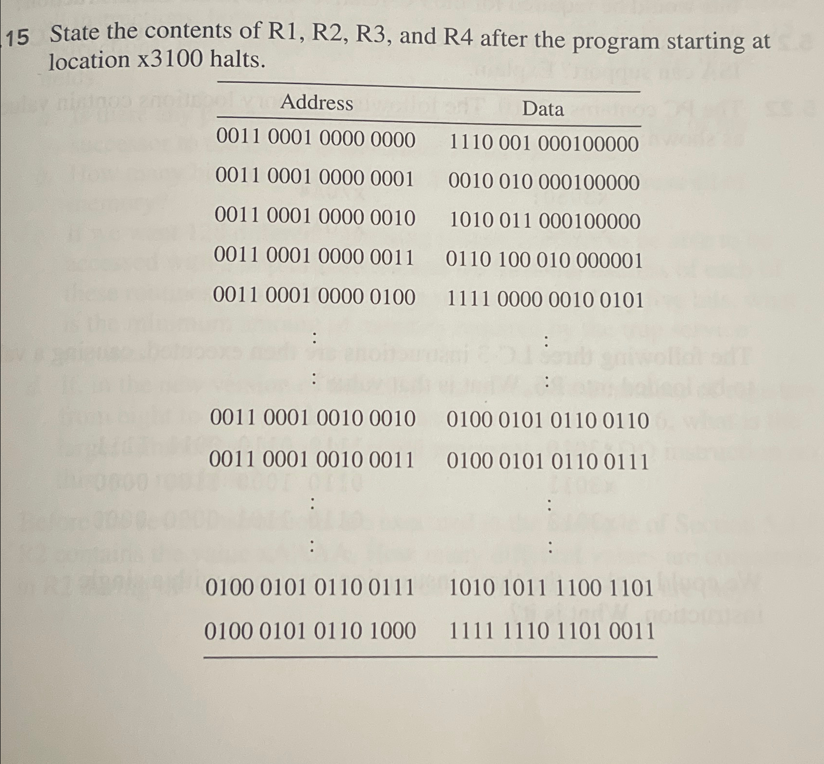 Solved 15 ﻿State the contents of R1, ﻿R2, ﻿R3, ﻿and R4 | Chegg.com