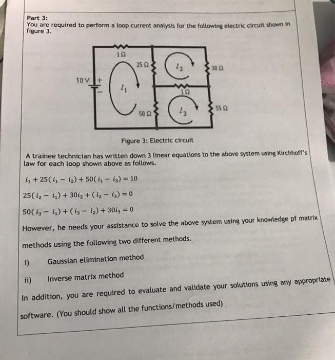 Solved Part 3: You are required to perform a loop current | Chegg.com