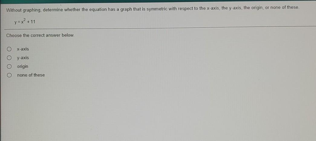 Solved Without graphing, determine whether the equation has | Chegg.com
