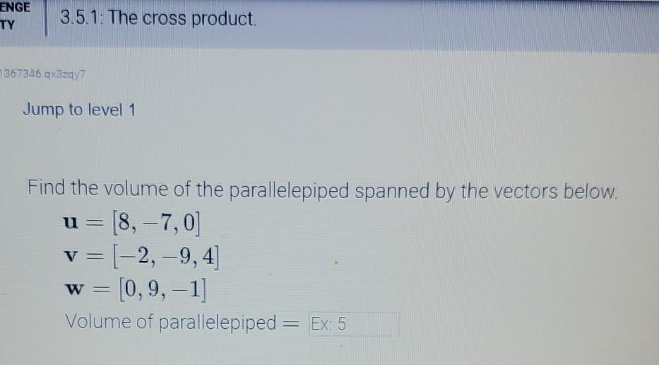Solved Find the volume of the parallelepiped spanned by the | Chegg.com