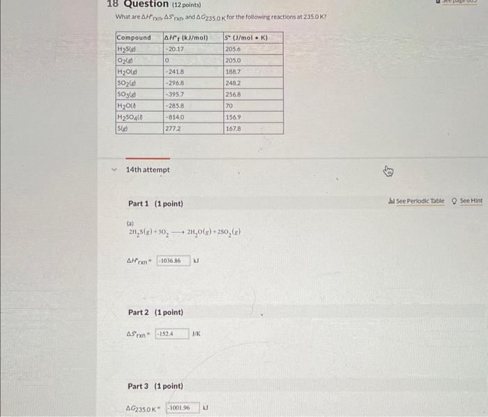 Solved 18 Question (12points) What are ΔHnon ΔSnxn, and | Chegg.com