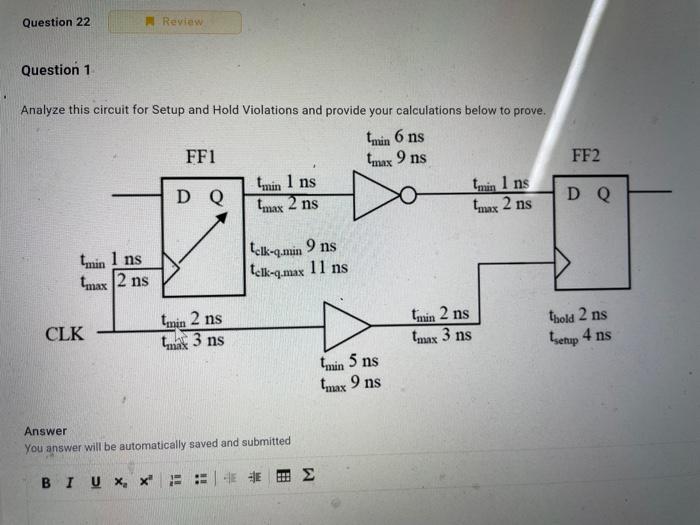 Solved Analyze this circuit for Setup and Hold Violations | Chegg.com