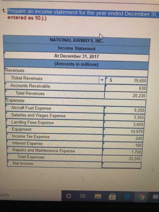 Solved 1. Prepare an income statement for the year ended | Chegg.com
