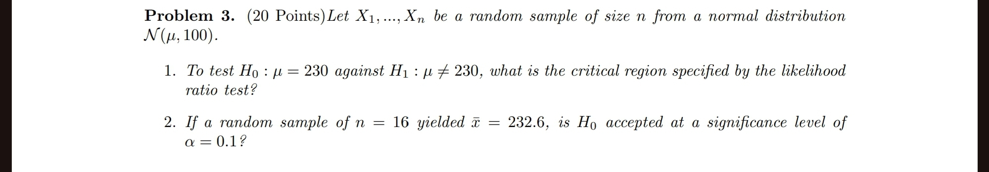 Solved Problem 3. (20 ﻿Points)Let x1,dots,xn ﻿be a random | Chegg.com